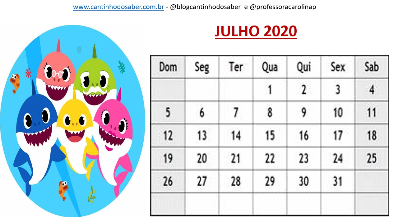Arquivos Calendário 2020 do Baby Shark pronto para imprimir ...