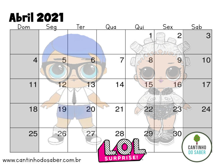 Calendário 2021 da LOL Surprise para imprimir e baixar - Atividades ...