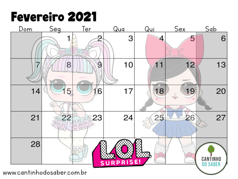 Calendário 2021 da LOL Surprise para imprimir e baixar - Atividades ...