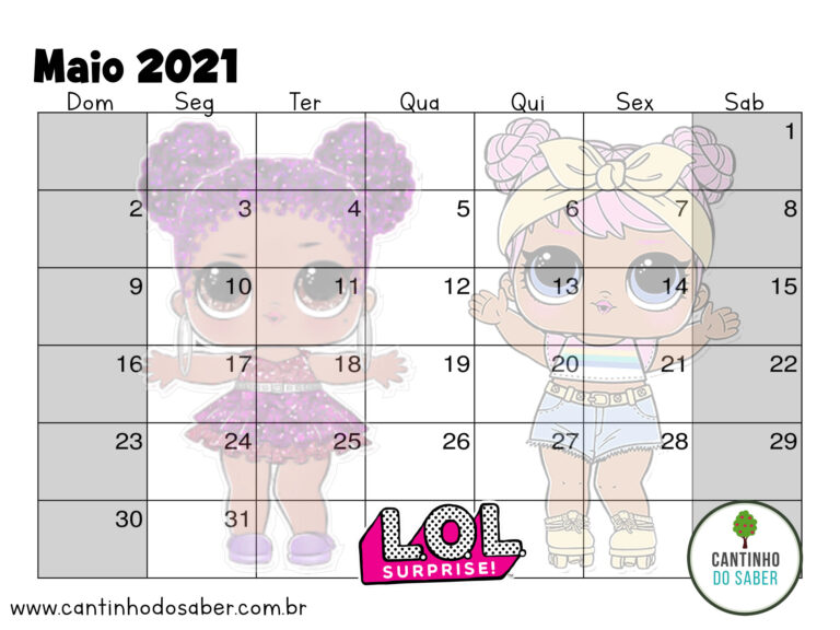 Calendário 2021 da LOL Surprise para imprimir e baixar - Atividades ...