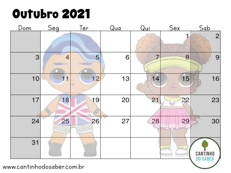 Calendário 2021 da LOL Surprise para imprimir e baixar - Atividades ...