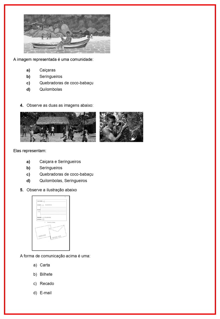 Avaliação de Geografia para o 3º Ano