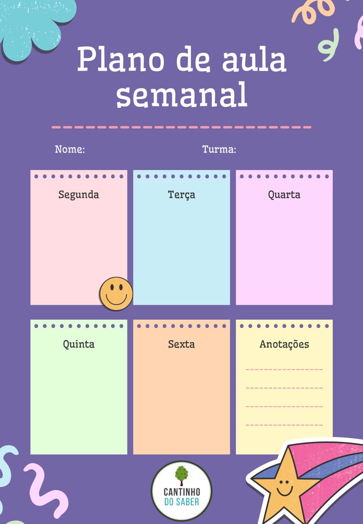 MODELOS DE PLANOS DE AULAS DIÁRIO E SEMANAL - Atividades para a ...