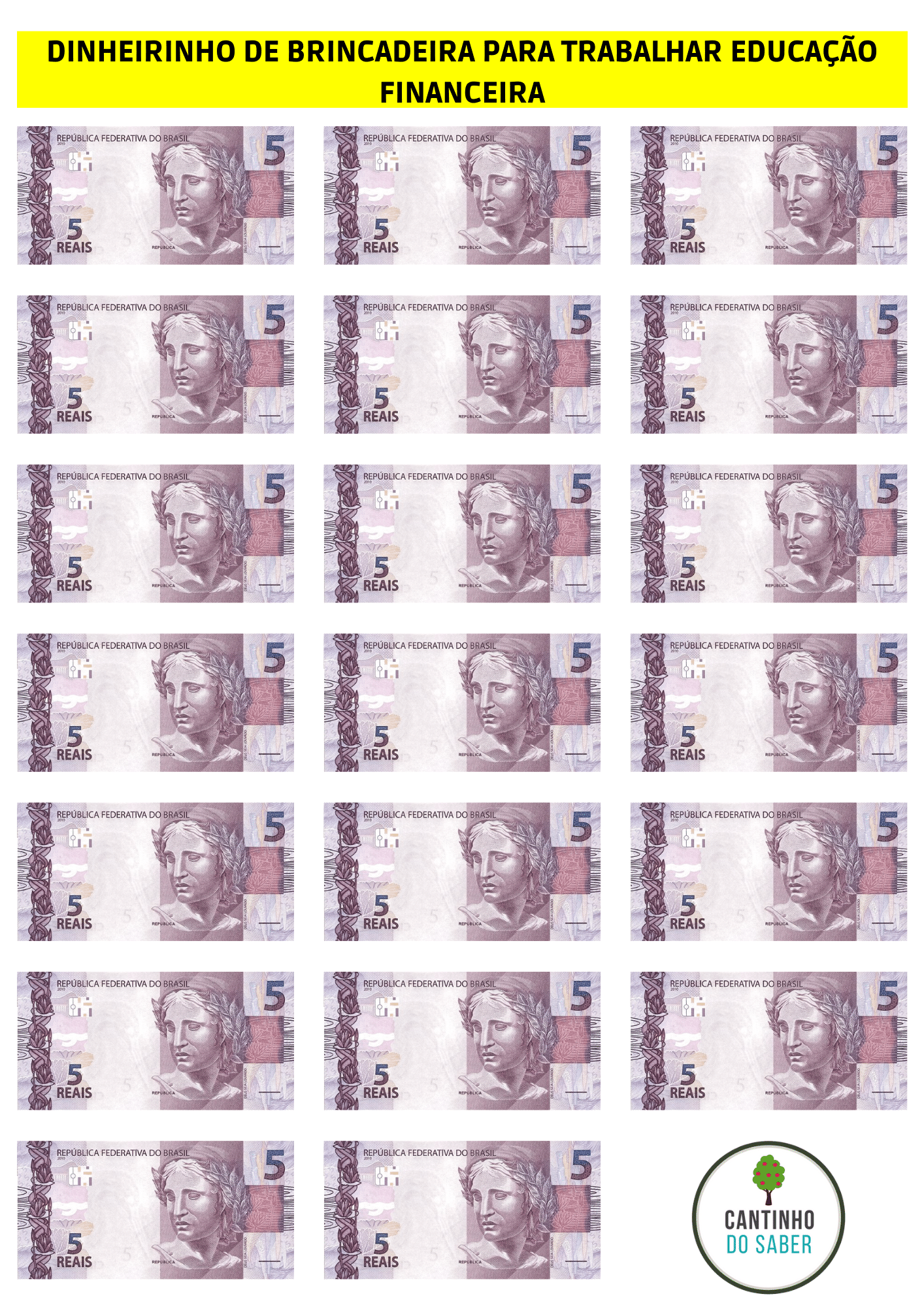 Fichas De 5 Reais Para Imprimir - BRAINCP