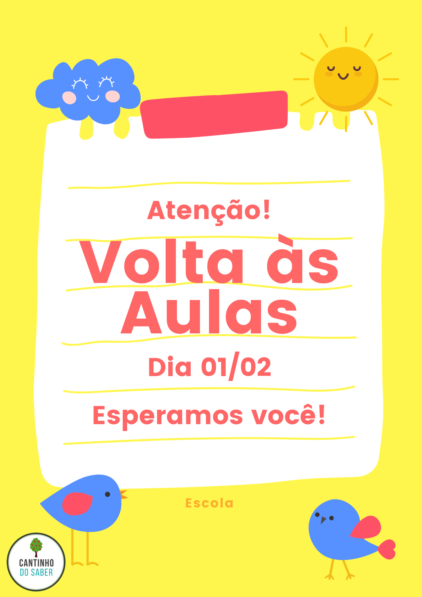 Cartaz De Volta As Aulas - RETOEDU