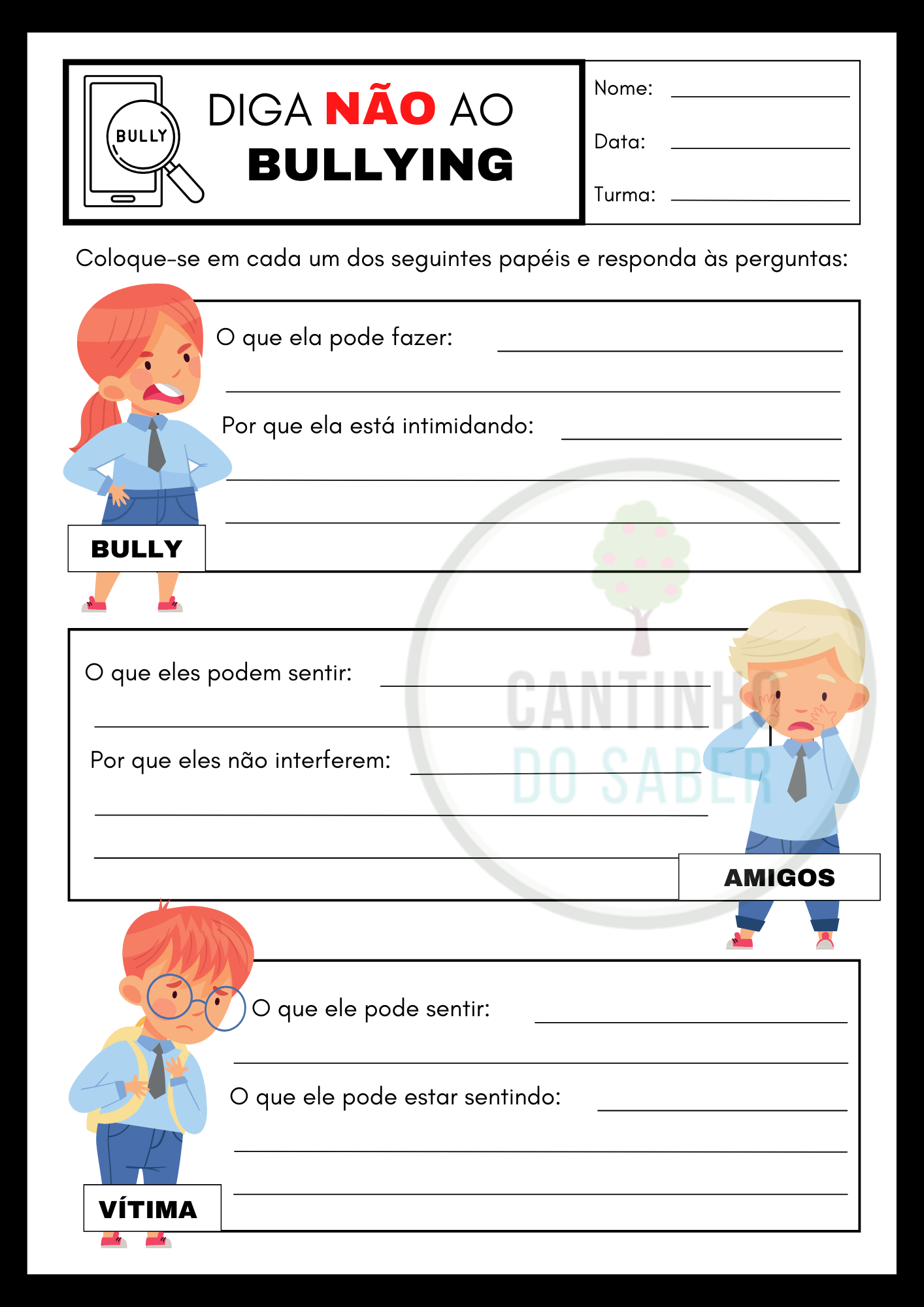 ATIVIDADE SOBRE BULLYING PARA EDUCAÇÃO INFANTIL E ENSINO FUNDAMENTAL ...