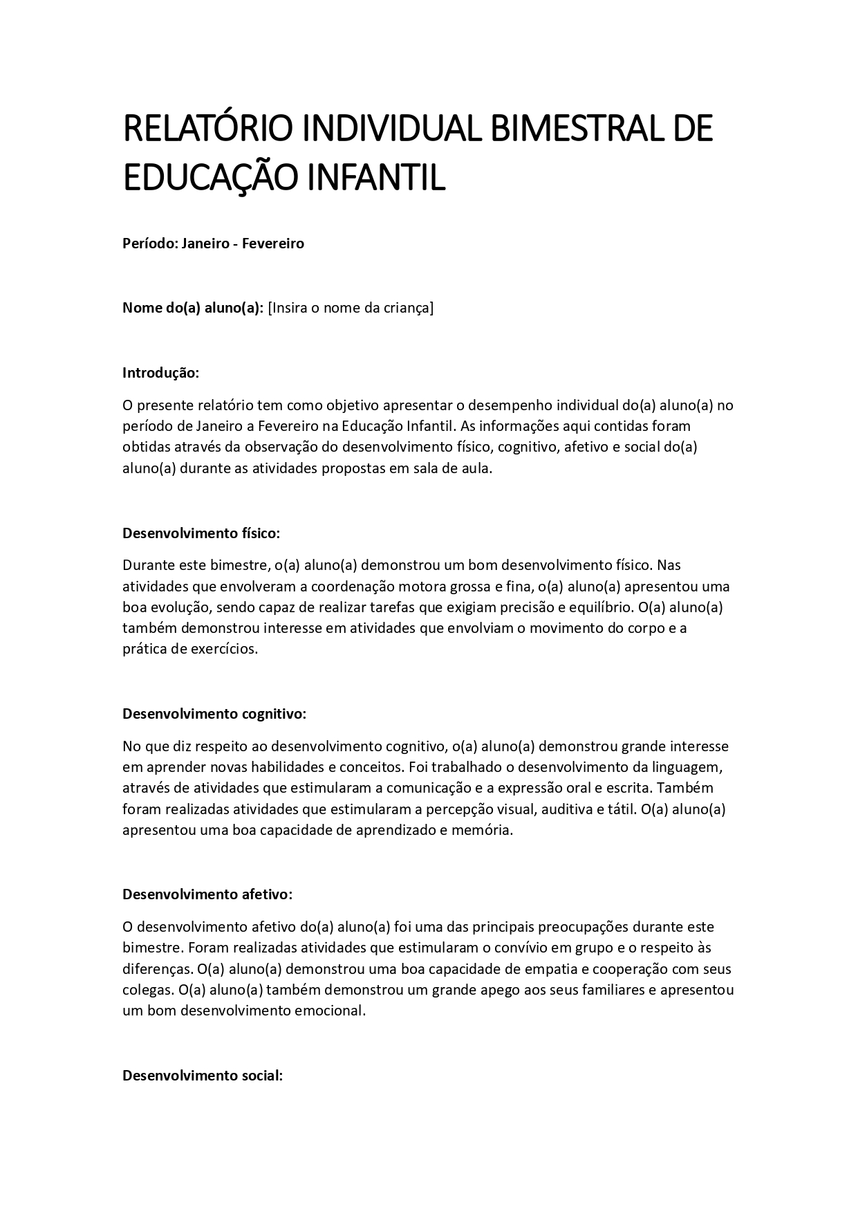 Relatorio Individual Do Aluno 4 Ano - NAZAEDU