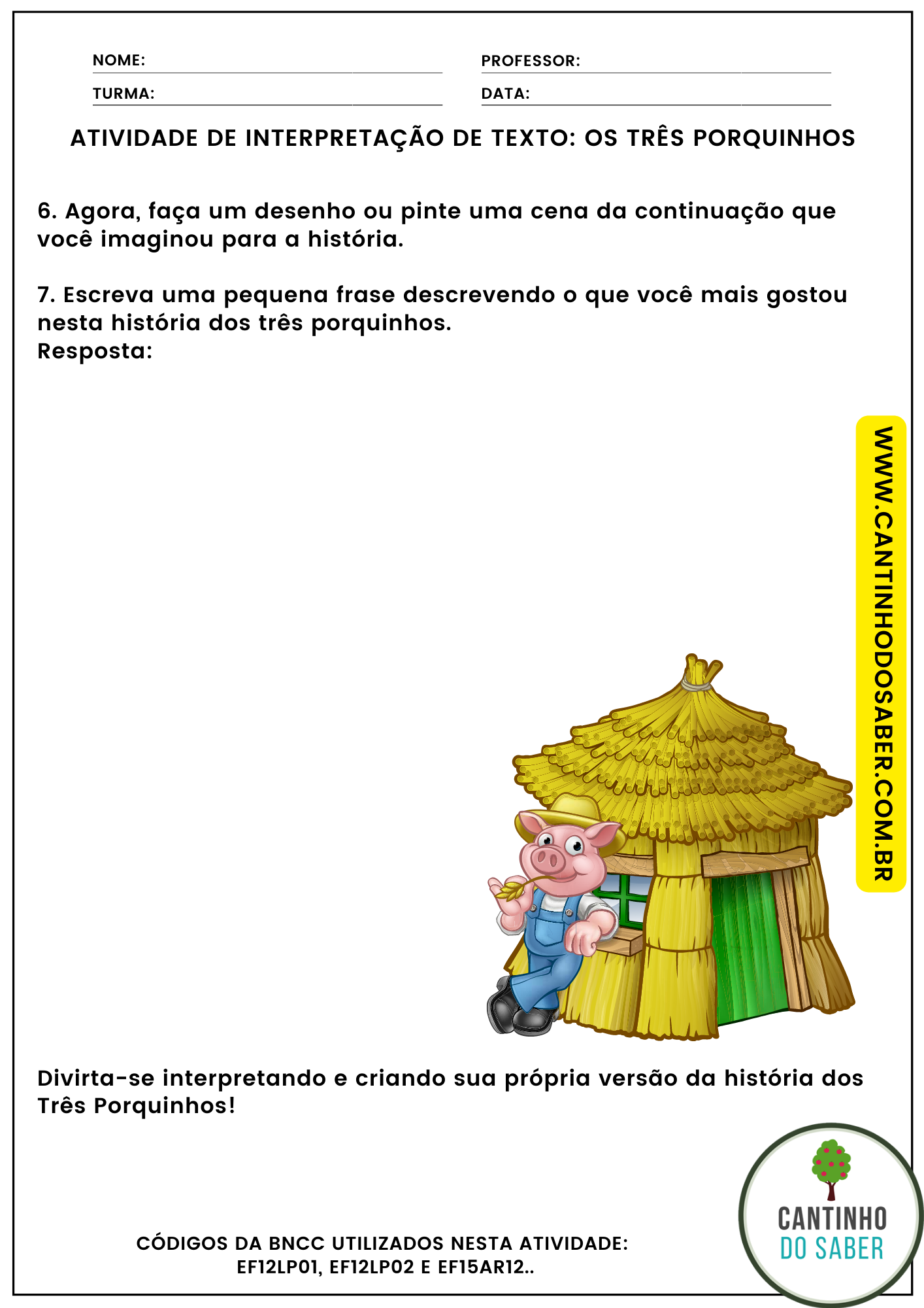 atividade de interpretação de texto - 2 ano - os 3 porquinhos ...