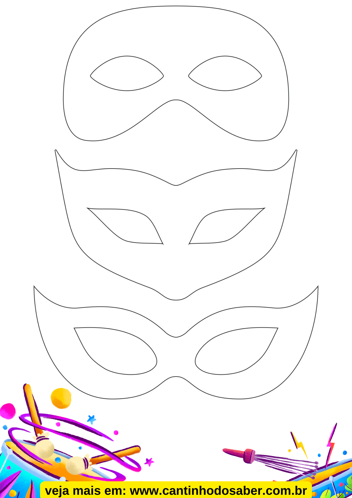 50 Máscaras de Carnaval para Imprimir e Colorir