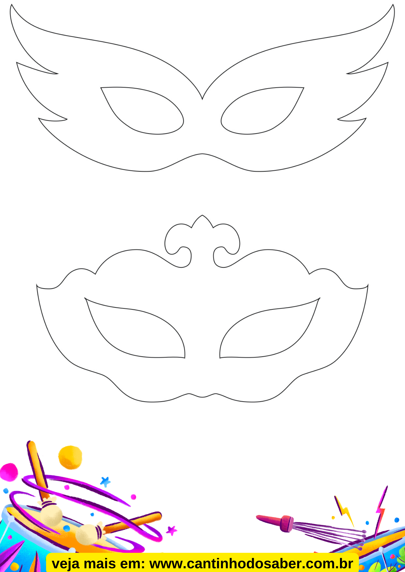 50 máscaras de carnaval para imprimir e colorir - Atividades para a ...