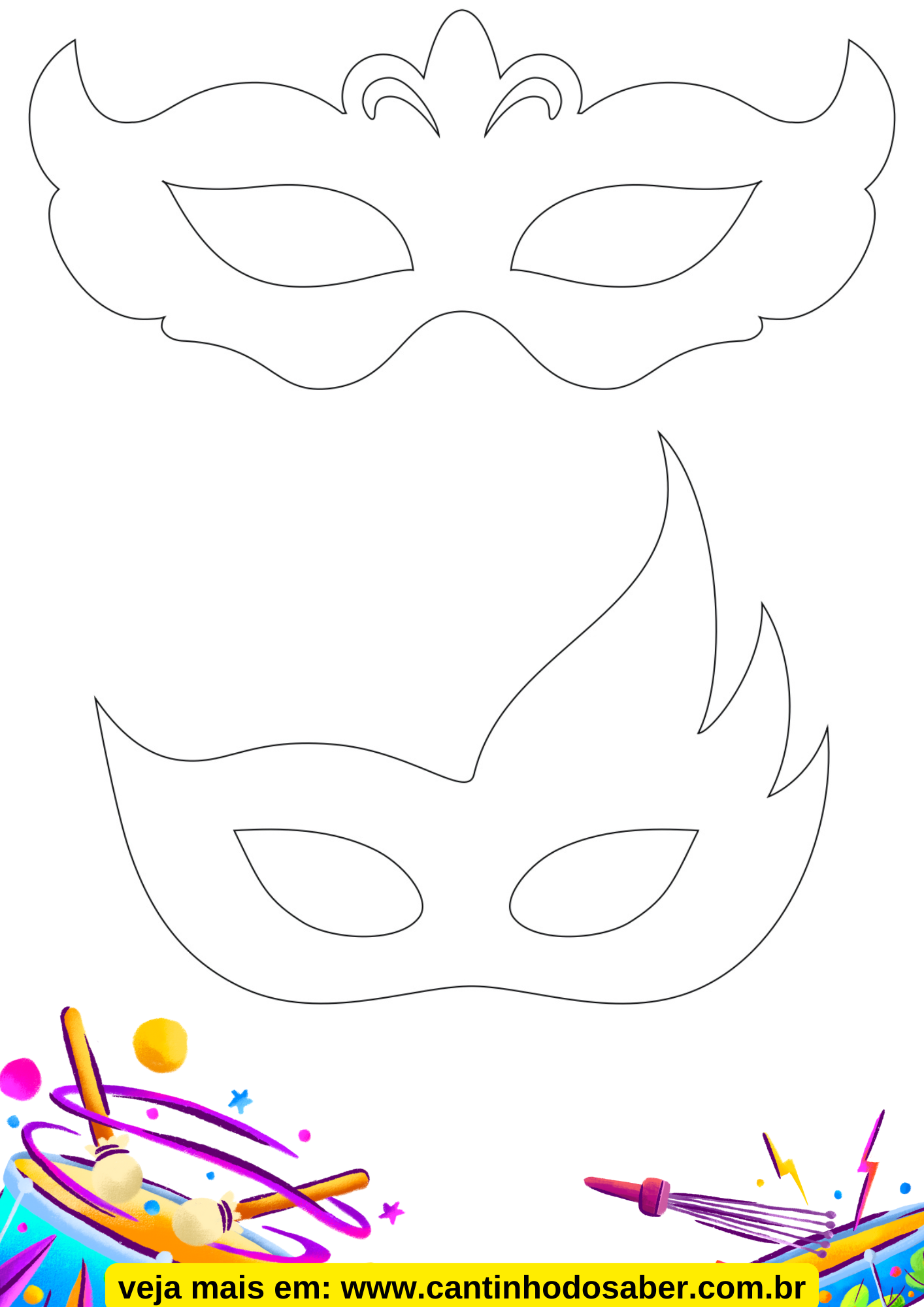 50 máscaras de carnaval para imprimir e colorir - Atividades para a ...
