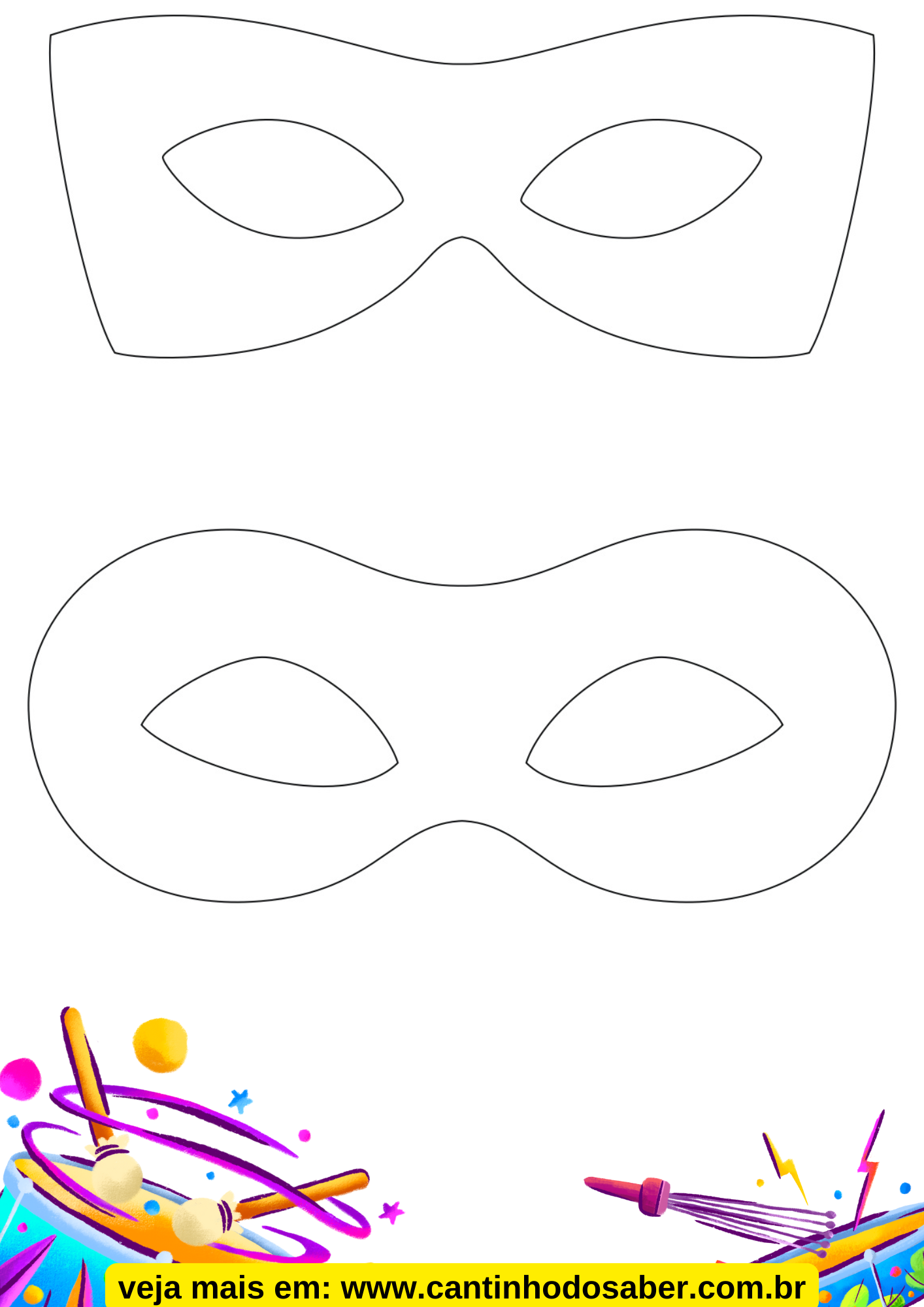 50 Máscaras de Carnaval para Imprimir e Colorir